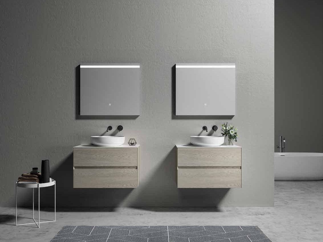 Premium Smart Vanity Set | Custom Wood/Lacquer Finishes + Solid Surface ...